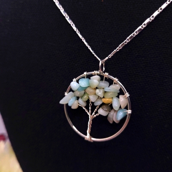 Jewelry | Twisted Silver And Natural Pebble Stone Tree Of Life Necklace ...